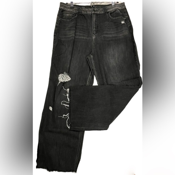 Sound/Style | Jeans | Sound Style Susan Fit Black Distressed Wide Leg ...
